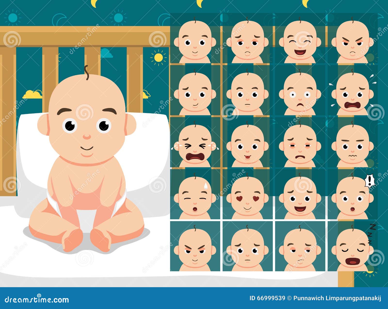 Baby Boy Cartoon Emotion Faces Vector Illustration Stock Vector ...