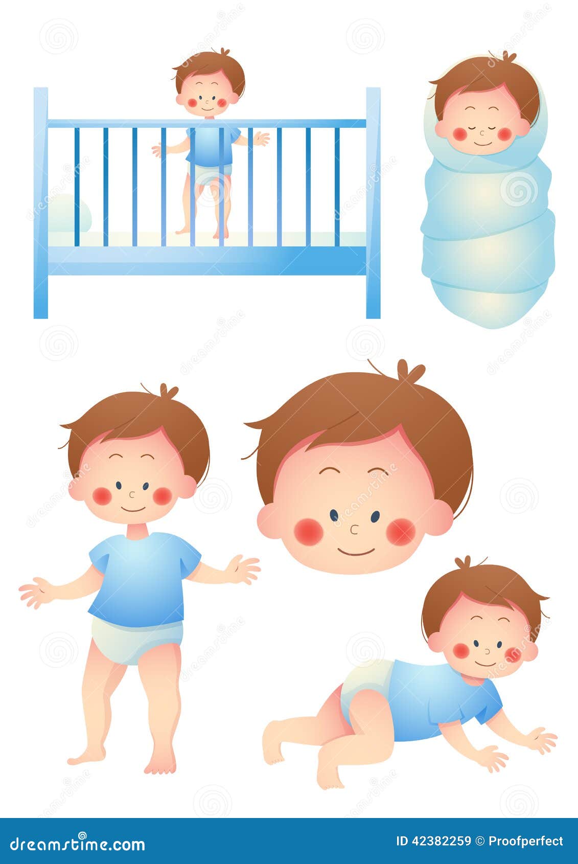Baby boy cartoon set stock vector. Illustration of adorable - 42382259