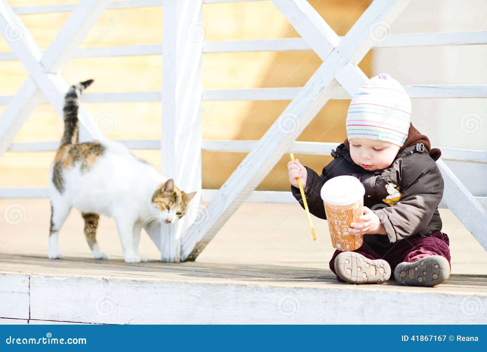 Baby boy and cat stock image. Image of childhood, cute - 41867167