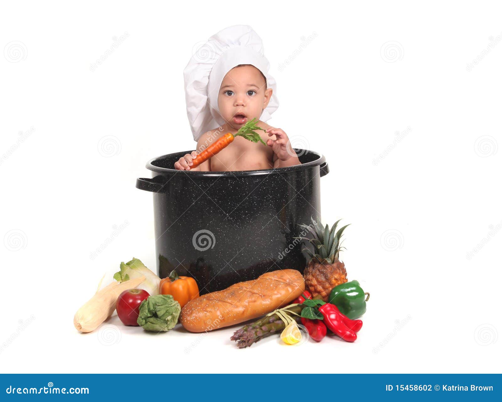 Baby Boy in a Chef Pot stock photo. Image of child, youth - 15458602