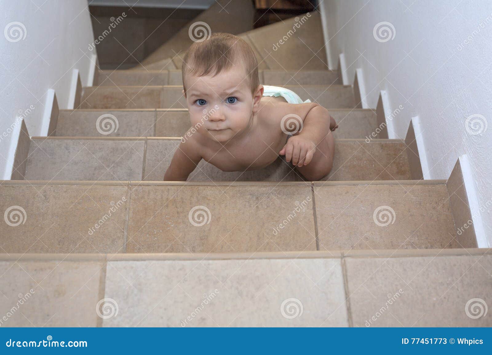 Baby Boy Crawling Up the Stairs Stock Image - Image of stairs, climbing ...