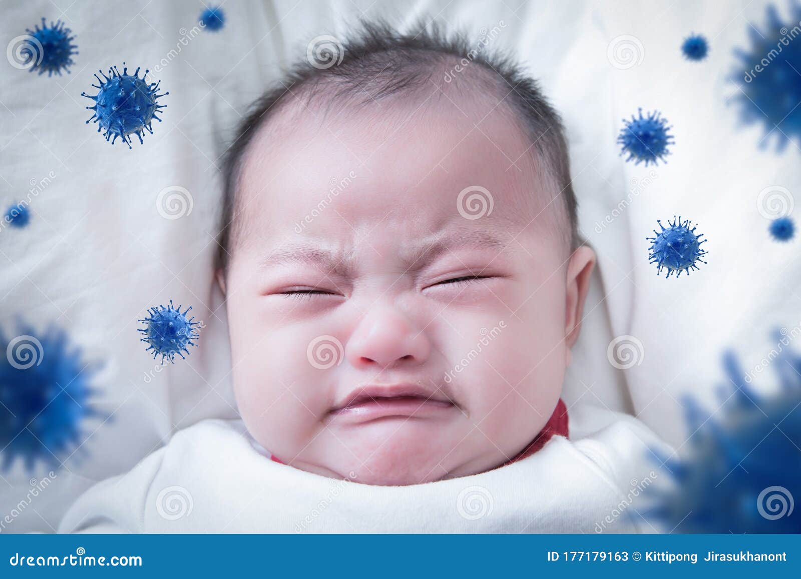 Baby Boy Crying with Corona Virus Cells Stock Image - Image of ...