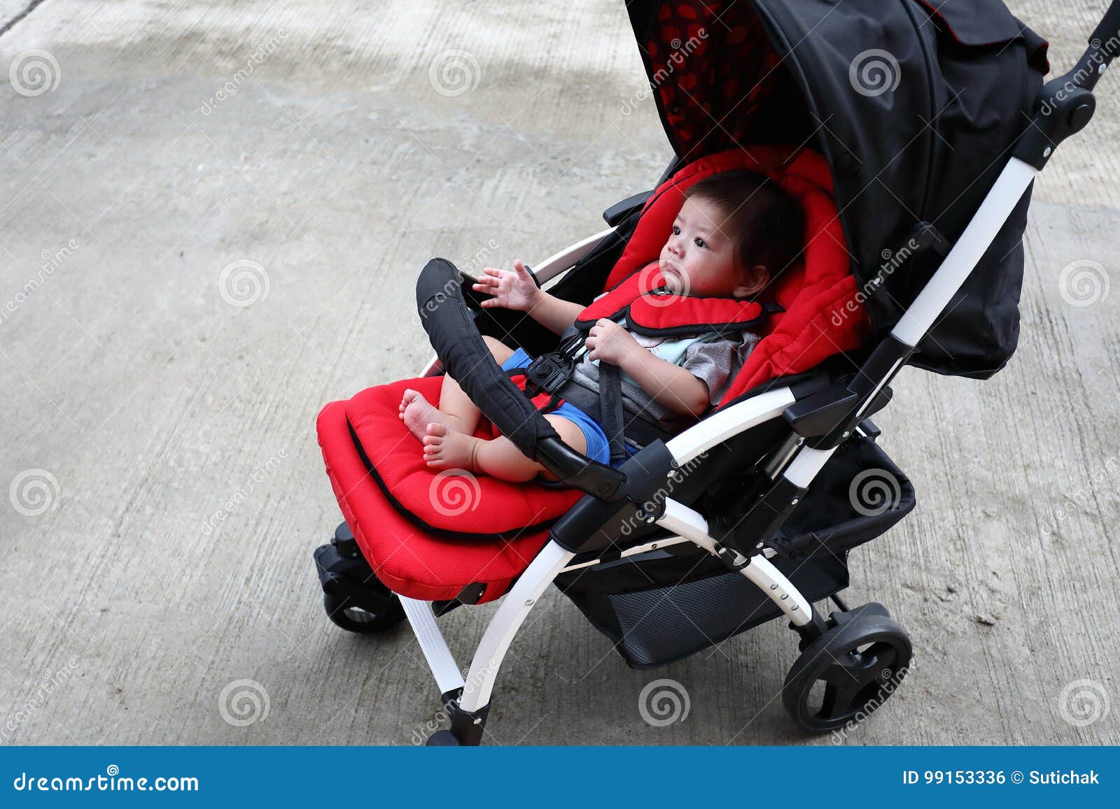 Baby Boy Cute in Child Stroller Seat Stock Photo - Image of carriage ...