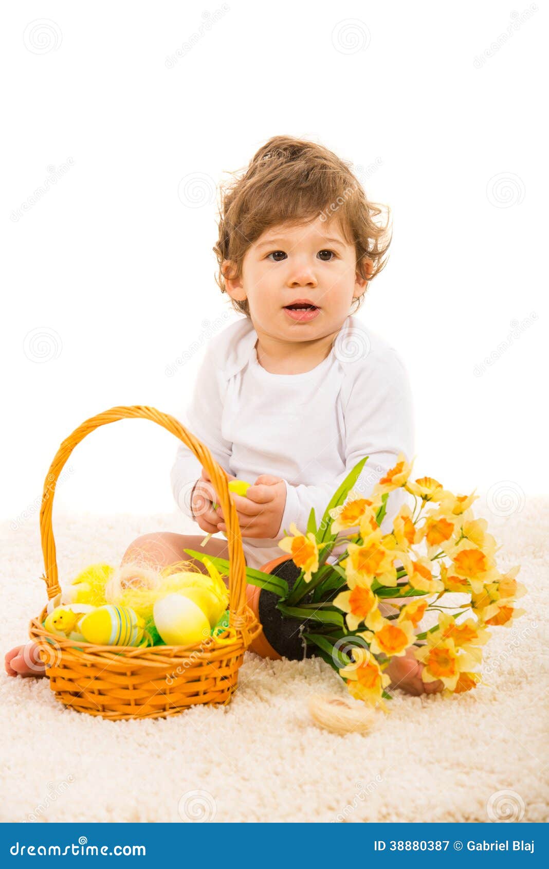 Baby boy with Easter eggs stock image. Image of people - 38880387
