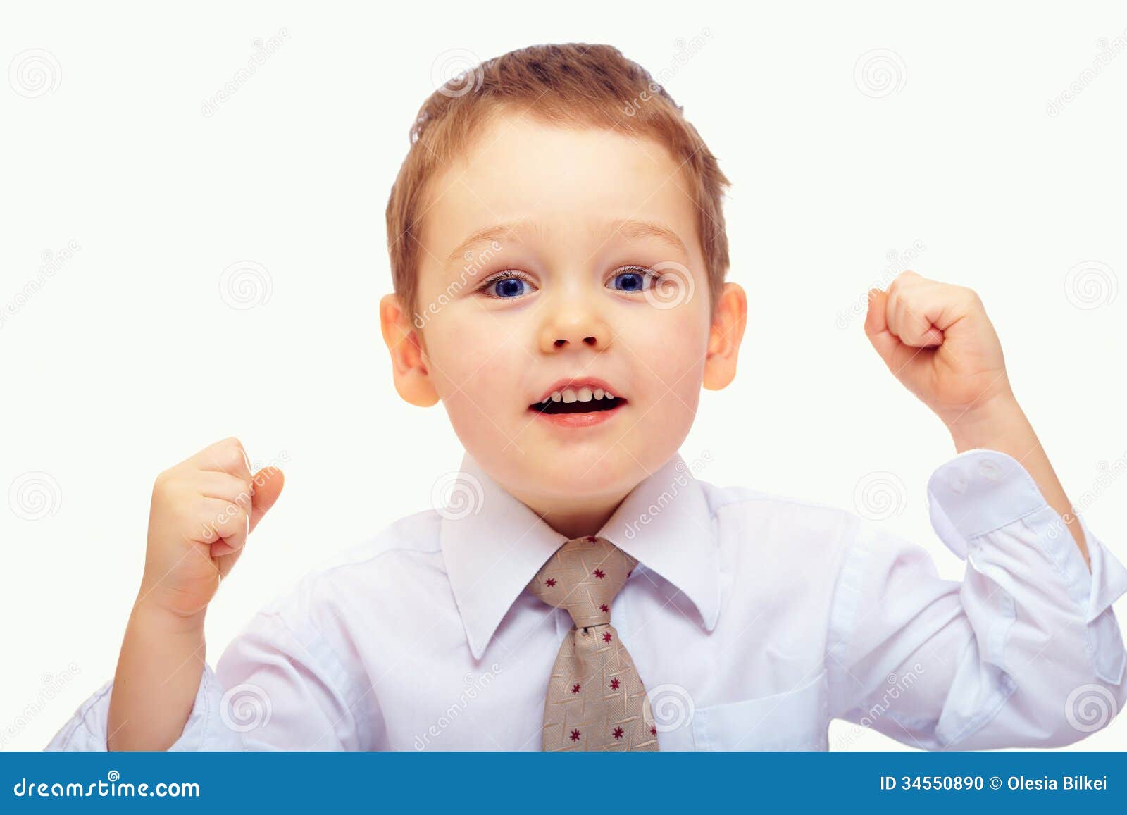 Baby Boy Expressing Achievement and Success Stock Photo - Image of ...