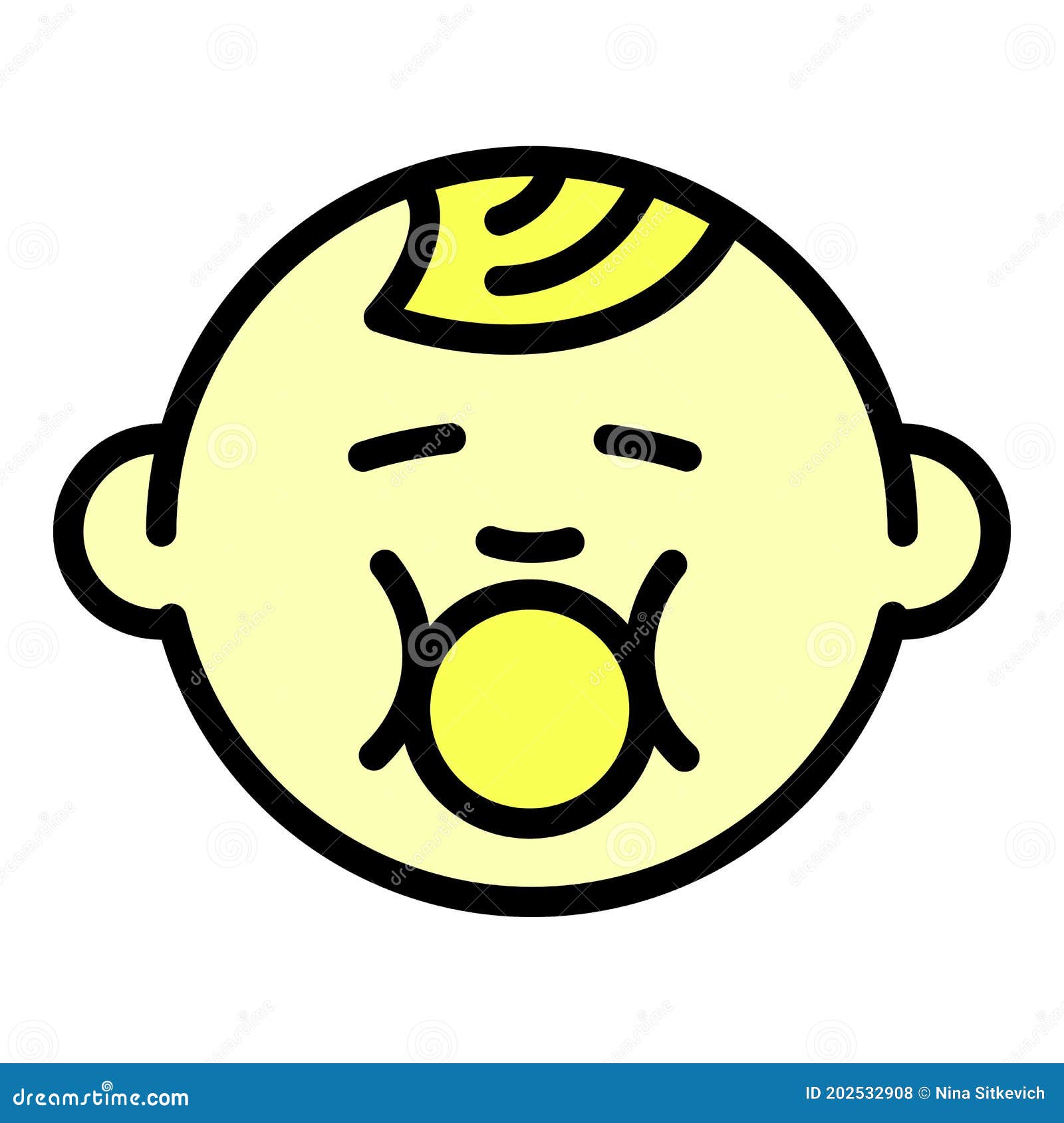 Baby Boy Face Icon, Outline Style Stock Vector - Illustration of ...