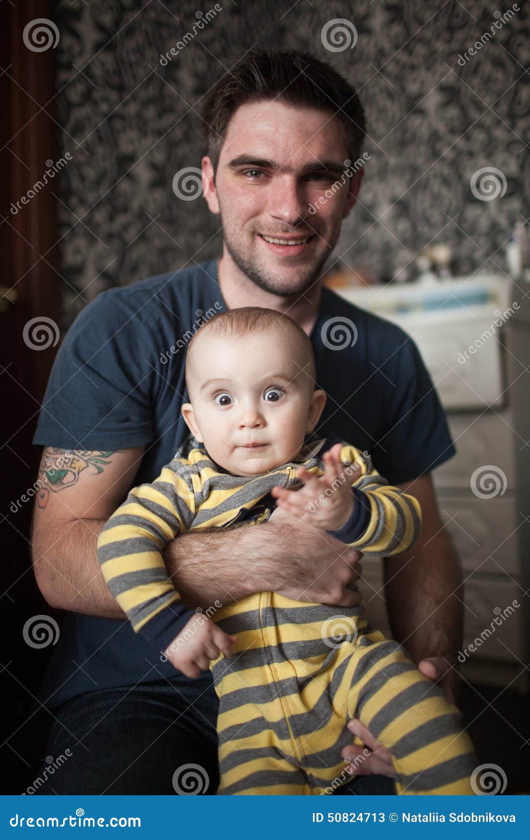 Baby boy with father stock image. Image of child, baby - 50824713