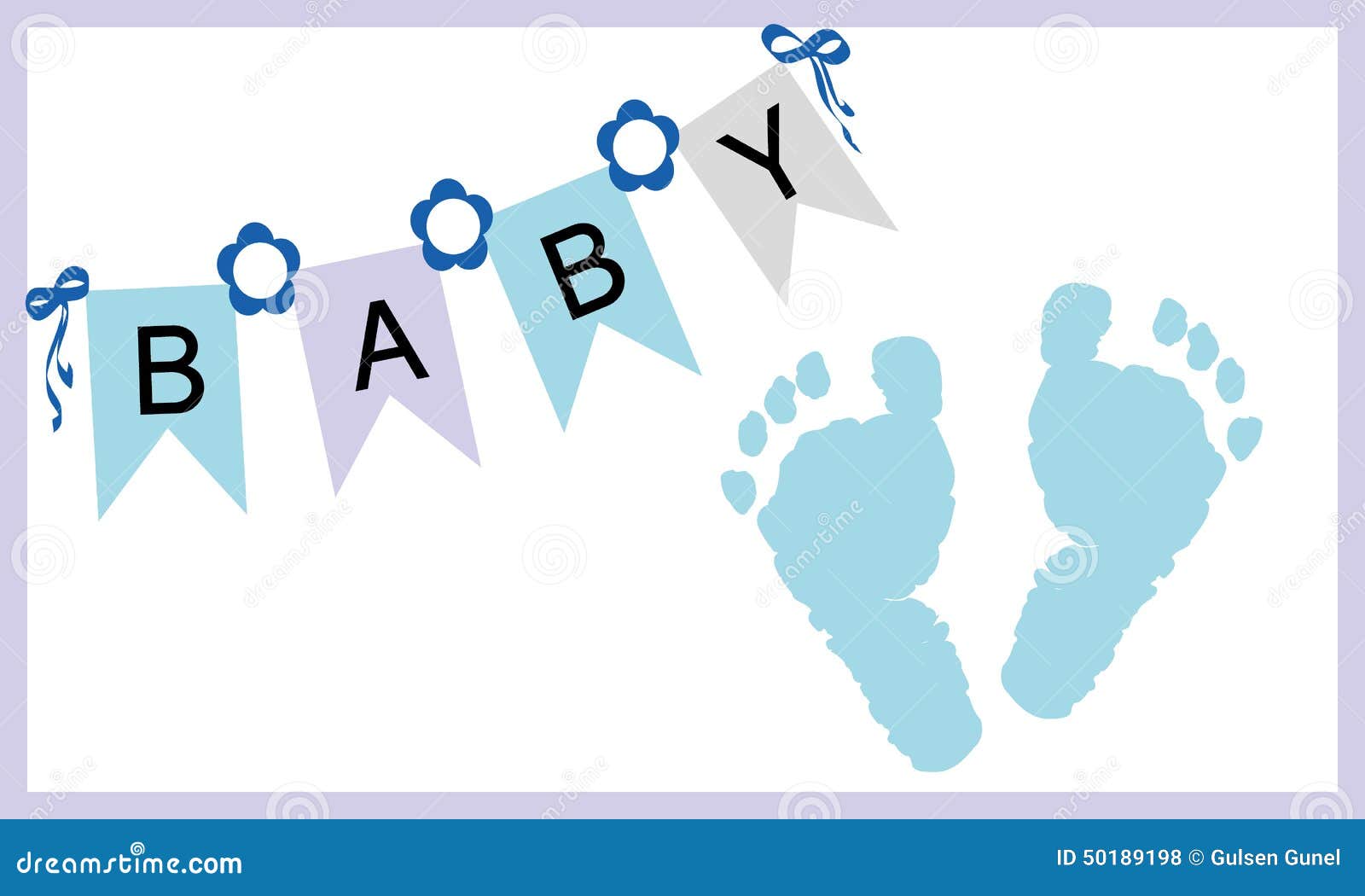Baby Boy Feet Prints Greeting Card Vector Stock Vector - Illustration ...