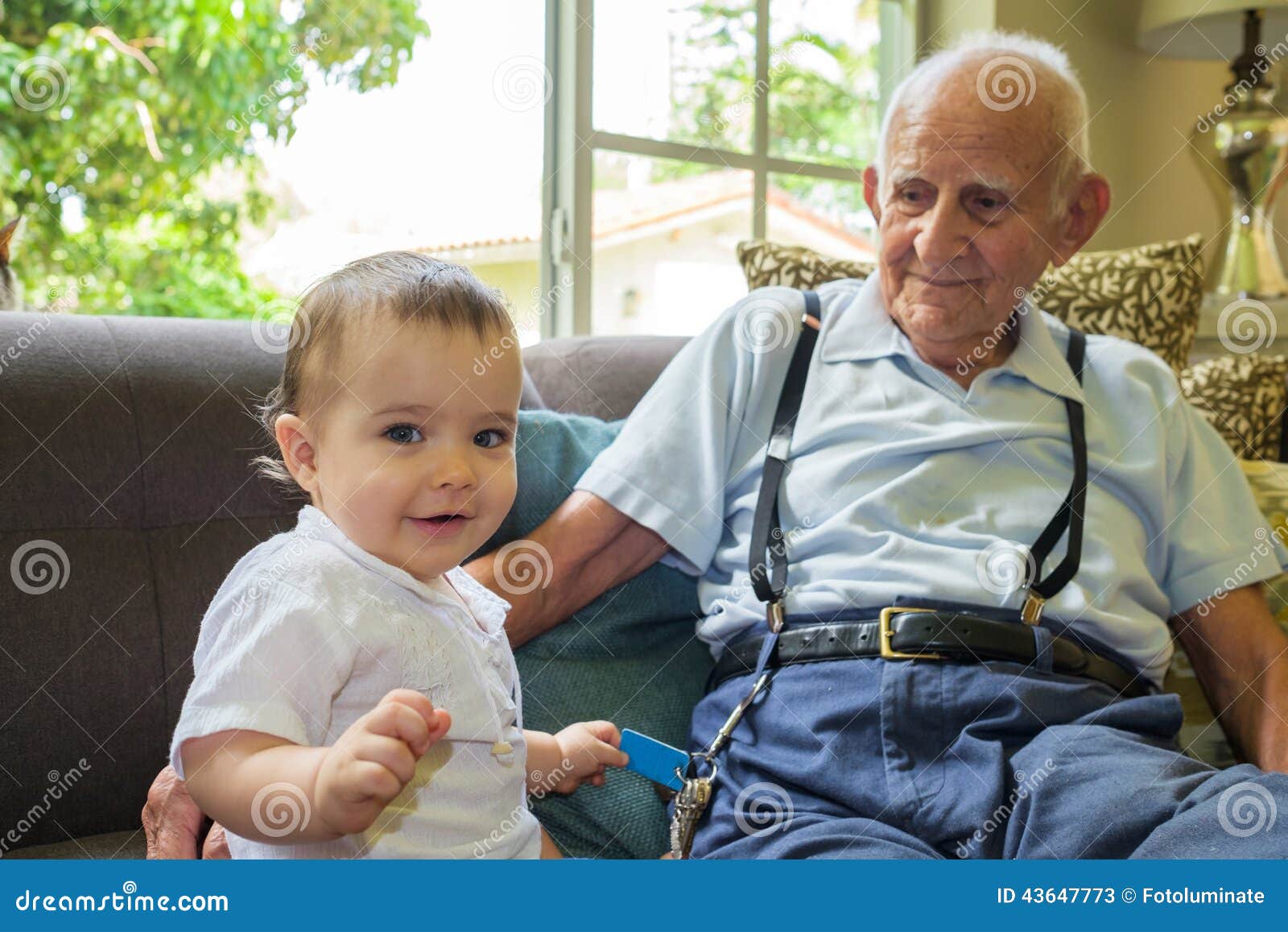 Baby Boy with Great Grandfather Stock Image - Image of holding ...
