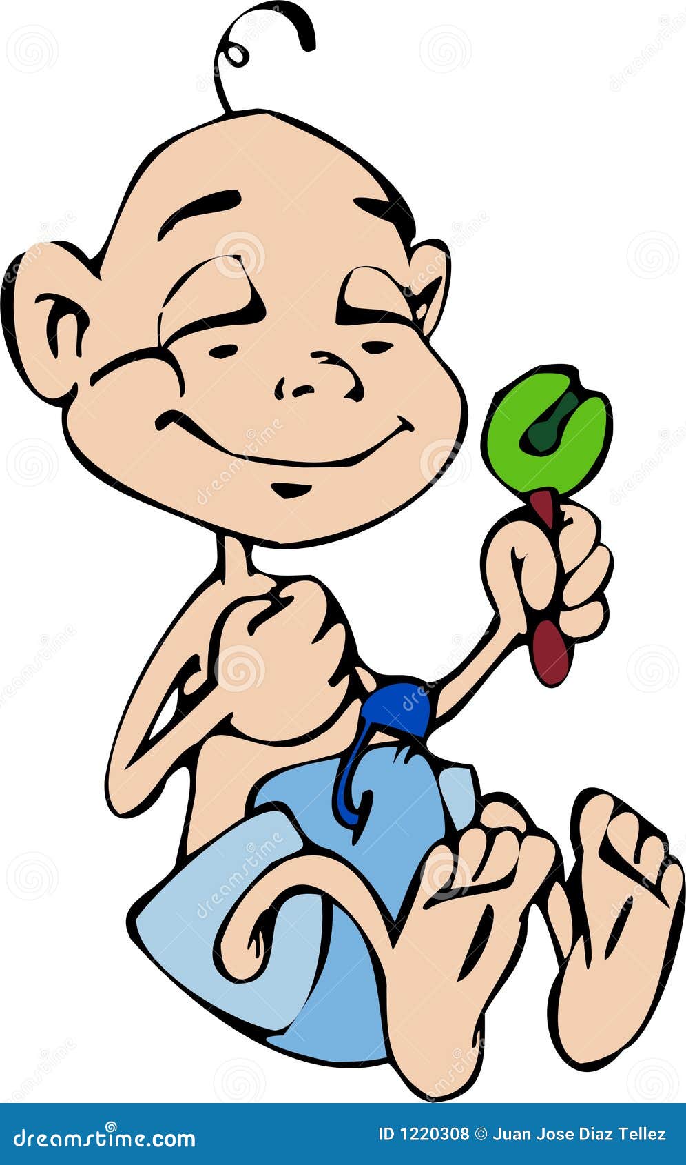 Baby boy and his rattle stock vector. Illustration of rattle - 1220308