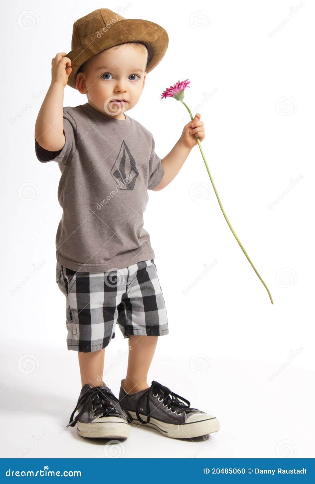 Baby Boy Holding Pretty Flower Stock Photo - Image of funny, closeup ...
