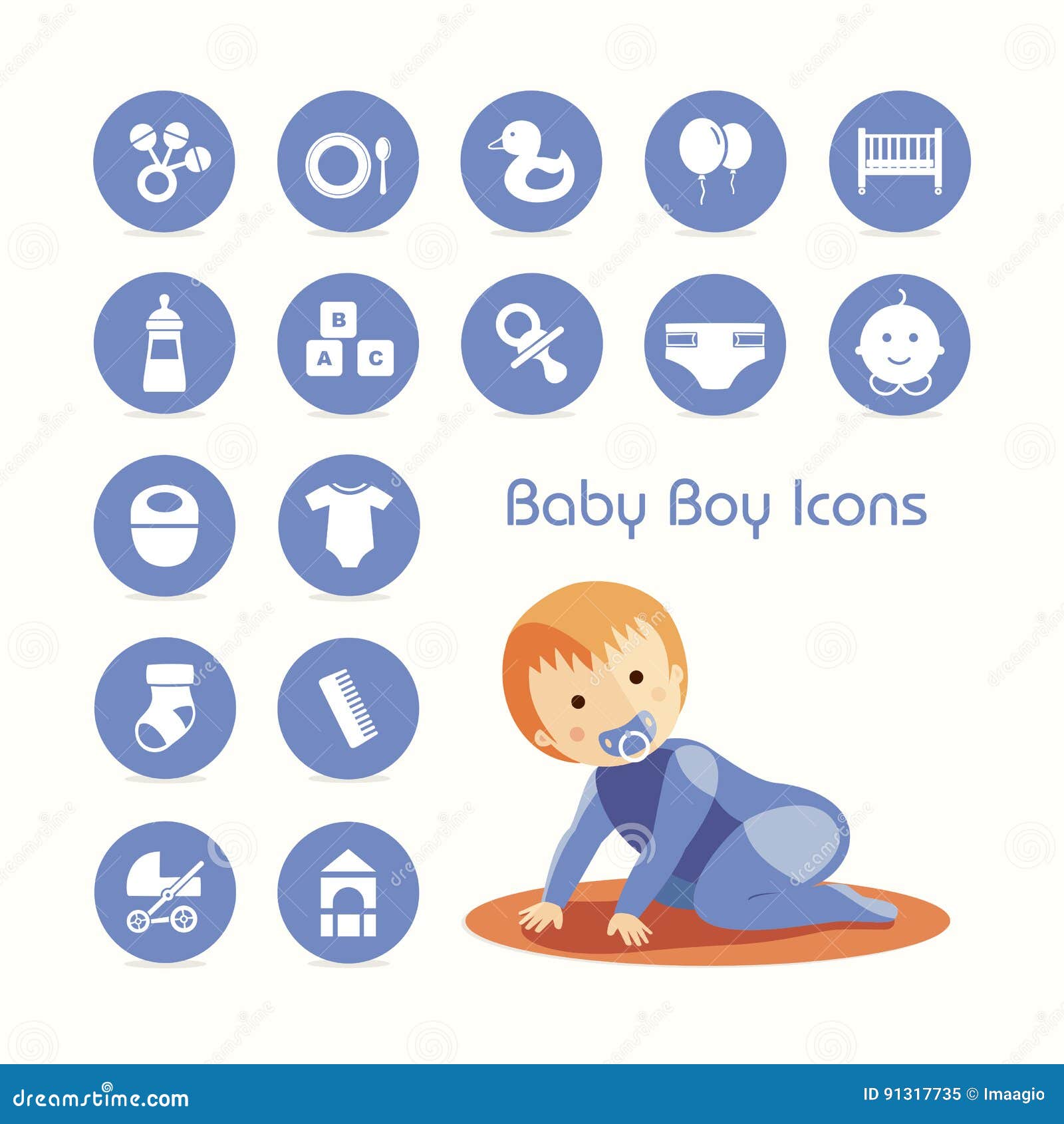 Baby boy and icons set stock vector. Illustration of bear - 91317735