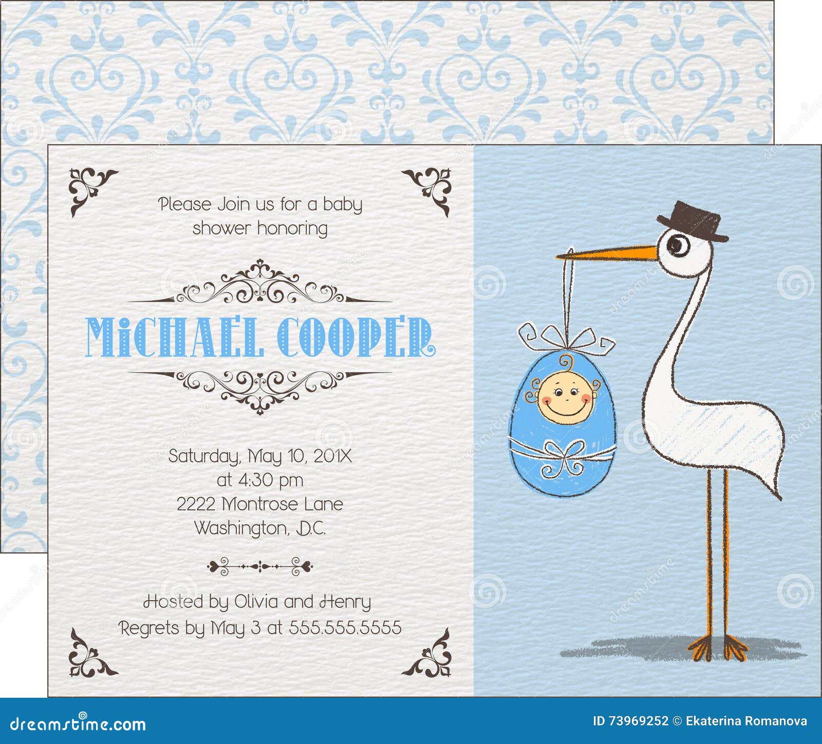 Baby Boy Invitation stock vector. Illustration of born - 73969252