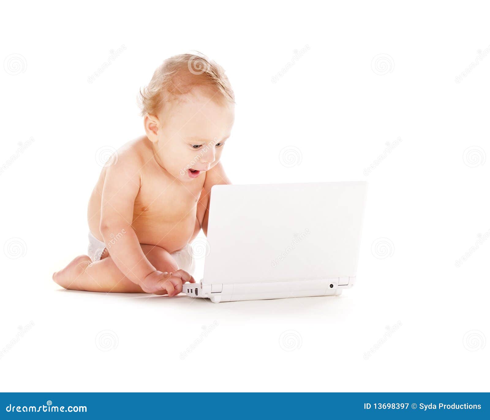 Baby Boy with Laptop Computer Stock Image - Image of happy, computer ...