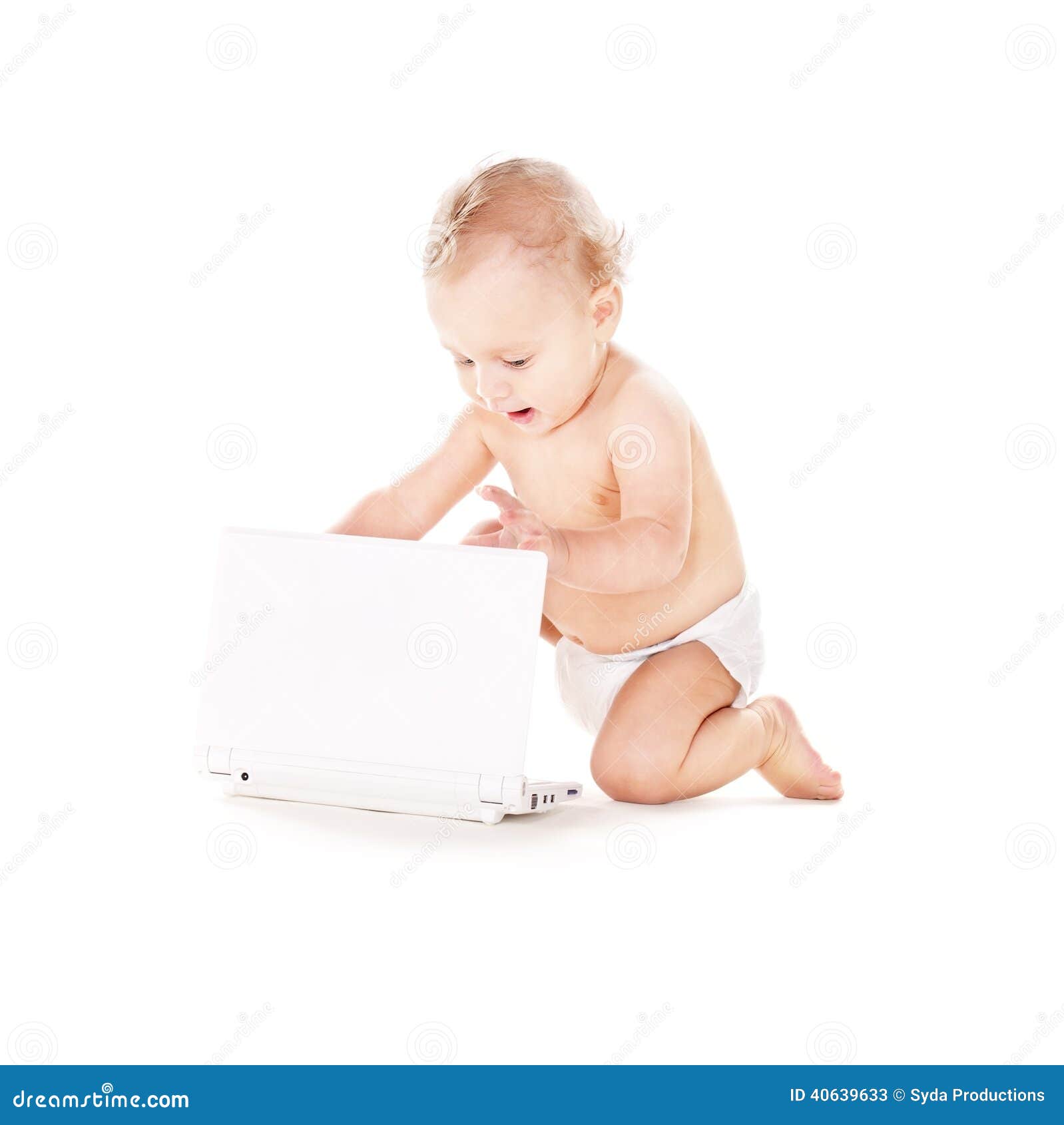 Baby Boy with Laptop Computer Stock Image - Image of infant, caucasian ...