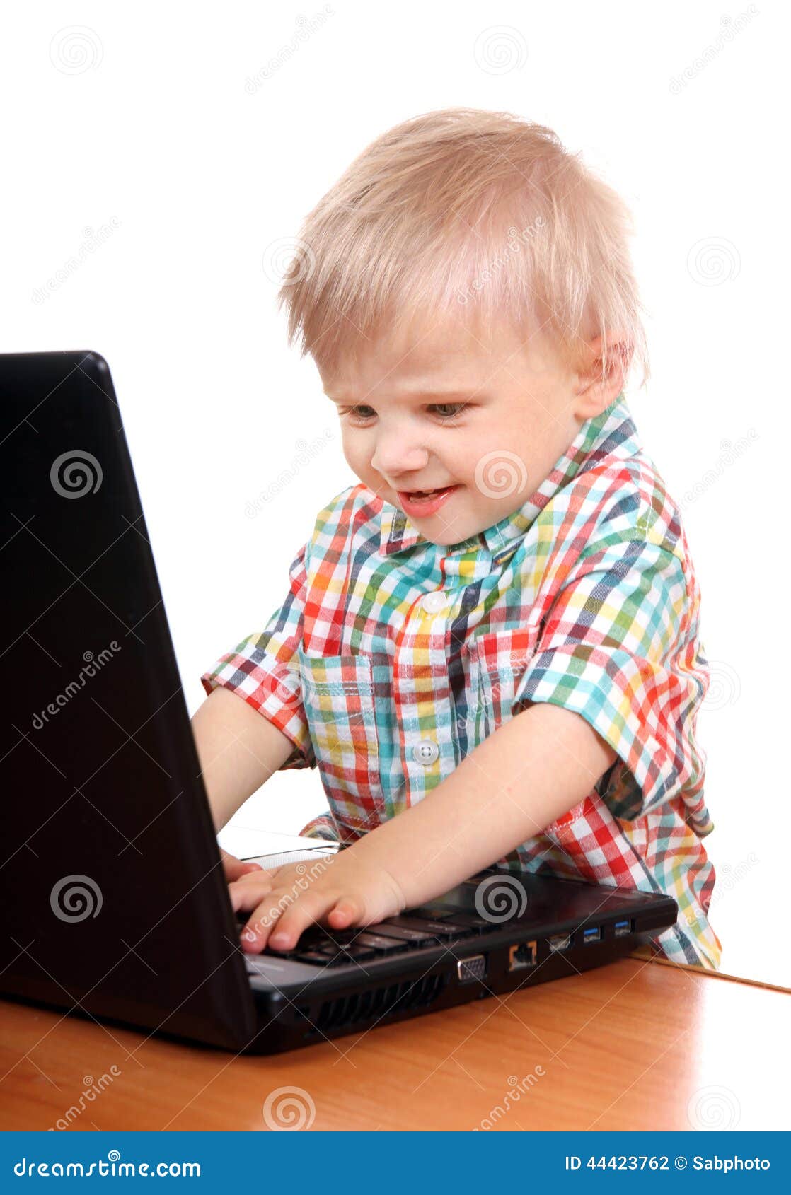 Baby Boy with Laptop stock photo. Image of isolated, laptop - 44423762