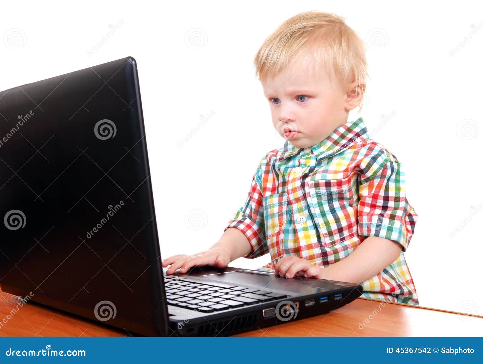 Baby Boy with Laptop stock photo. Image of gadget, childhood - 45367542