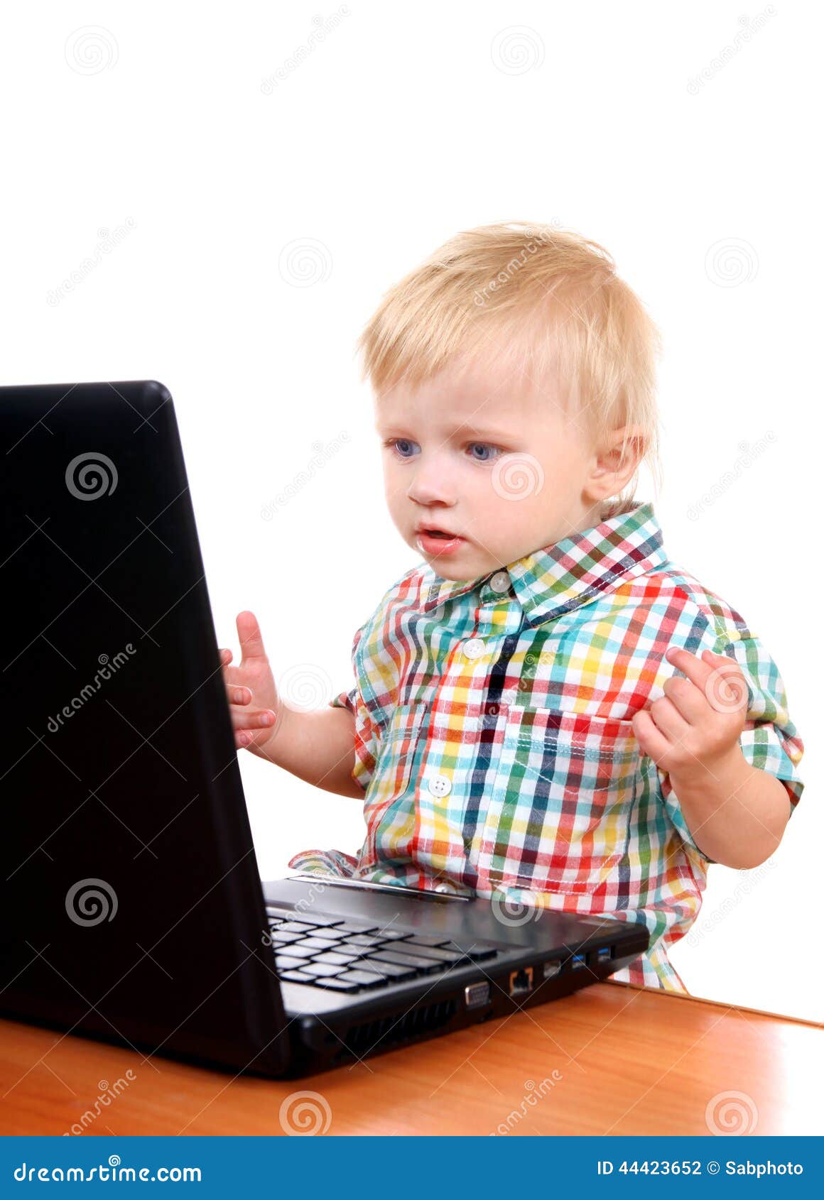 Baby Boy with Laptop stock photo. Image of baby, isolated - 44423652