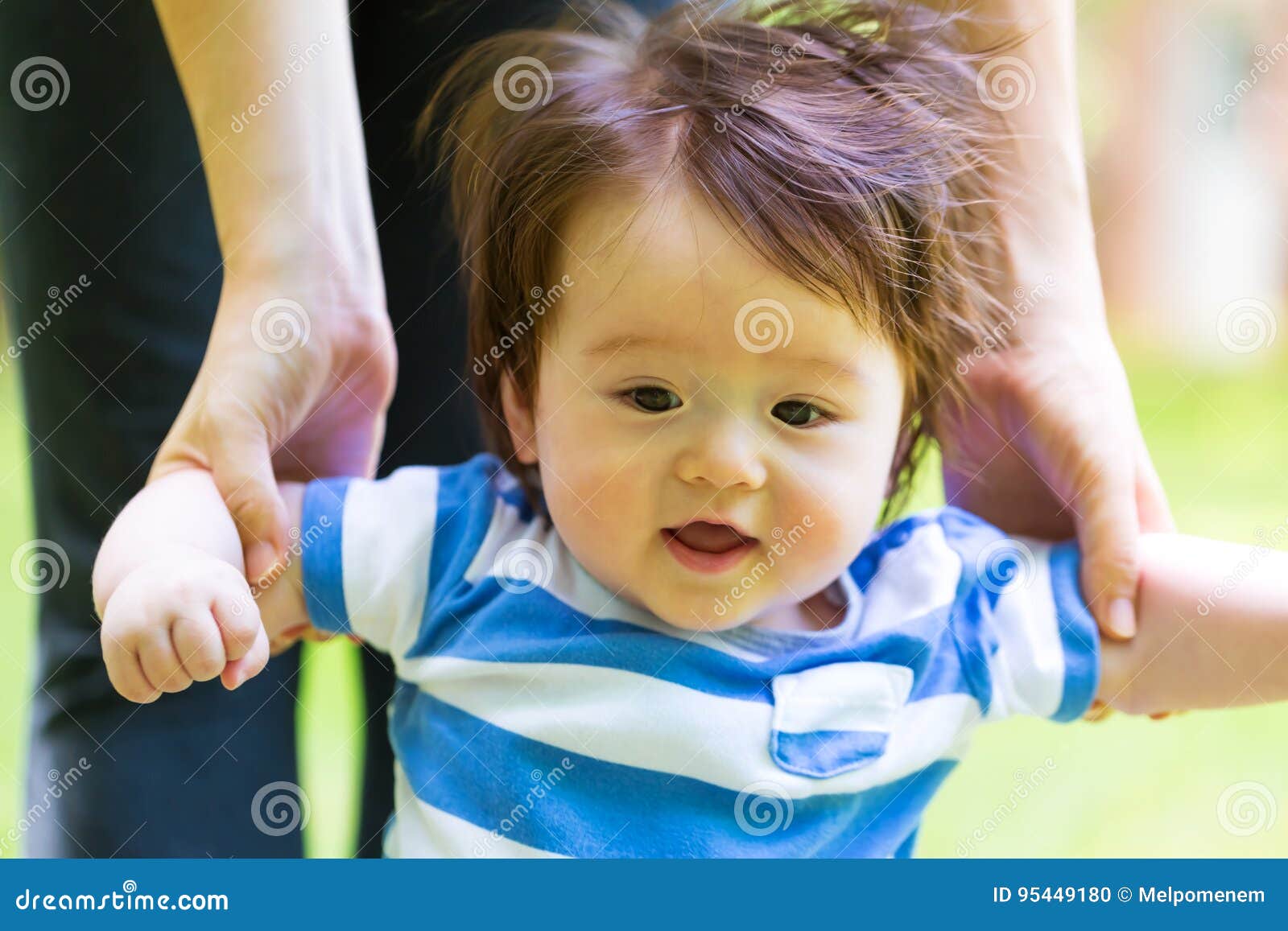 Baby Boy Learning To Walk Outside Stock Photo - Image of baby, little ...