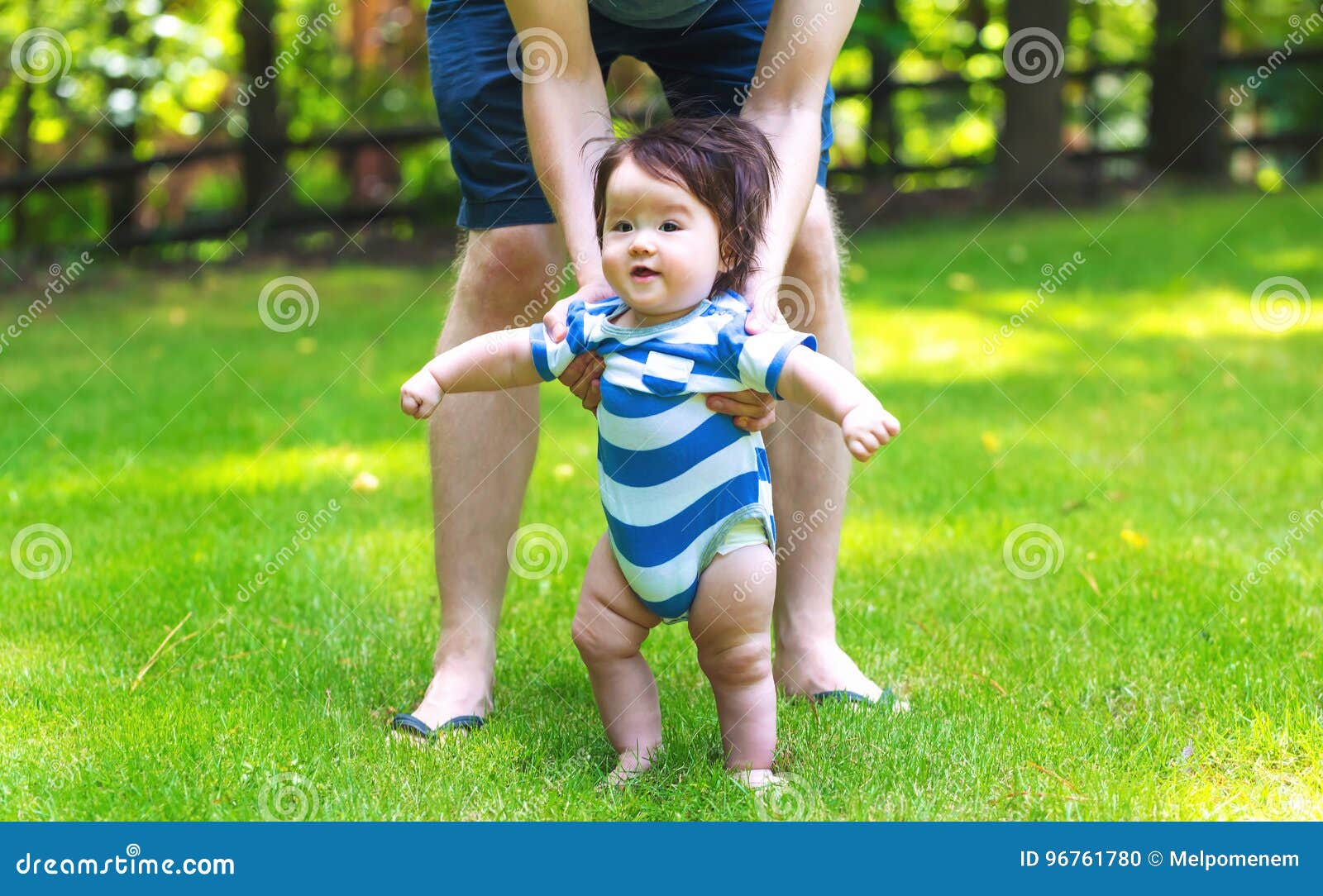 Baby Boy Learning To Walk Outside Stock Photo - Image of little, face ...