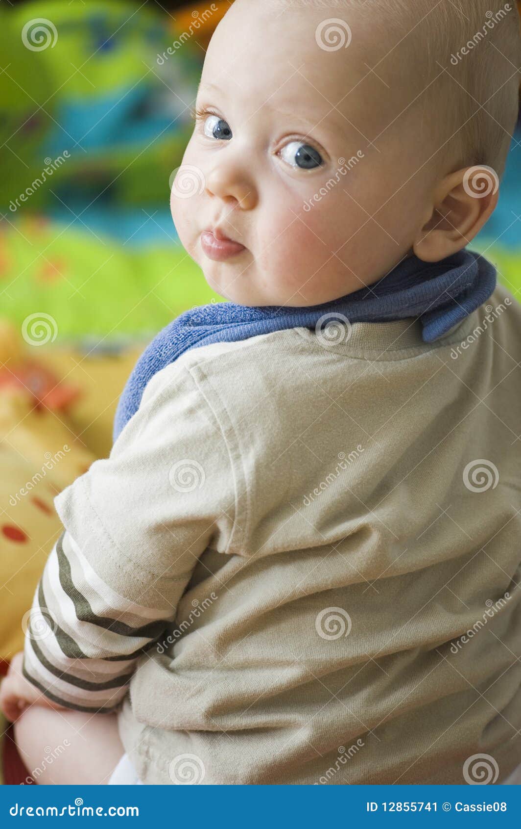 Baby boy looking backwards stock image. Image of inquisitive - 12855741
