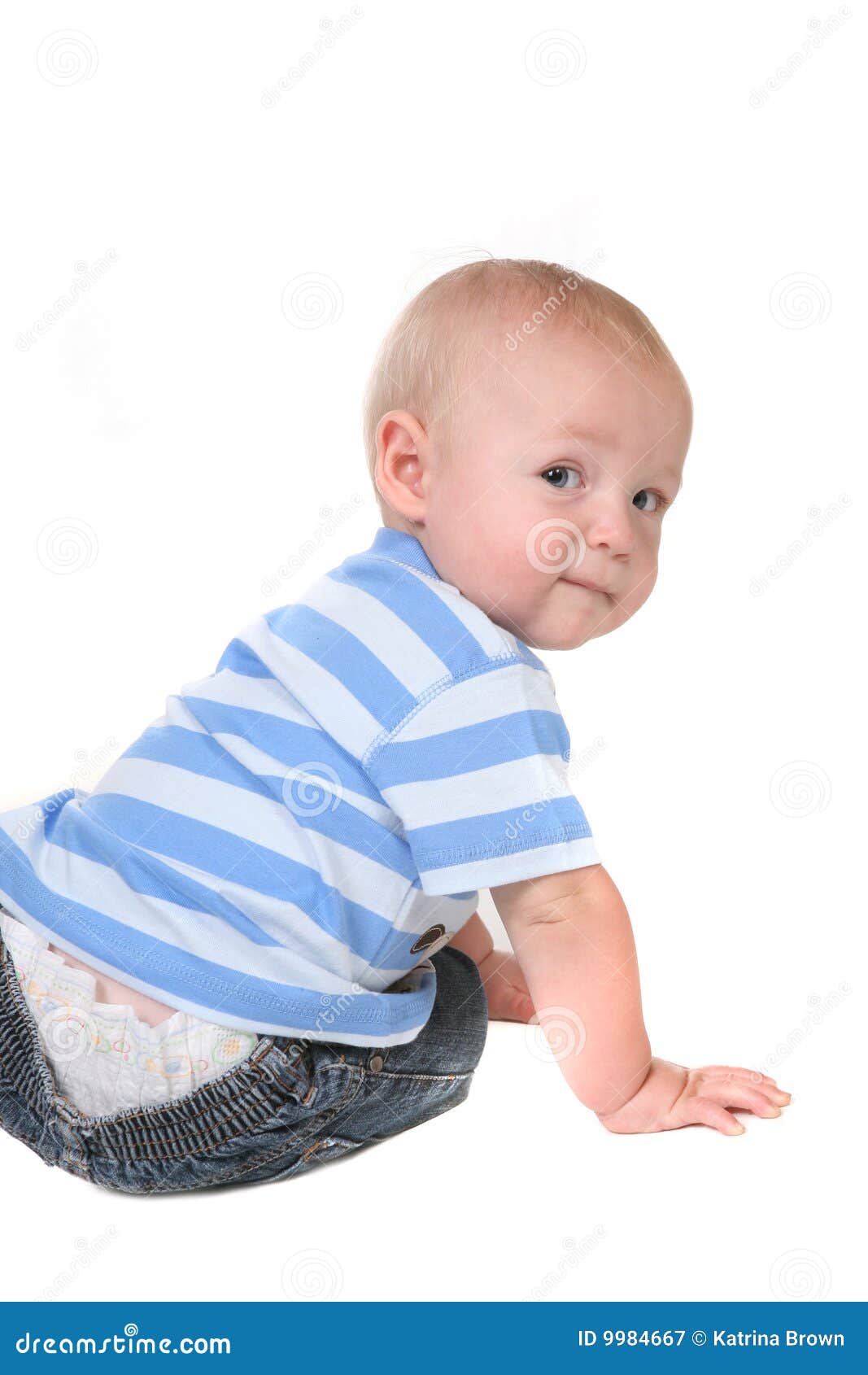 Baby Boy Looking Backwards stock image. Image of beautiful - 9984667