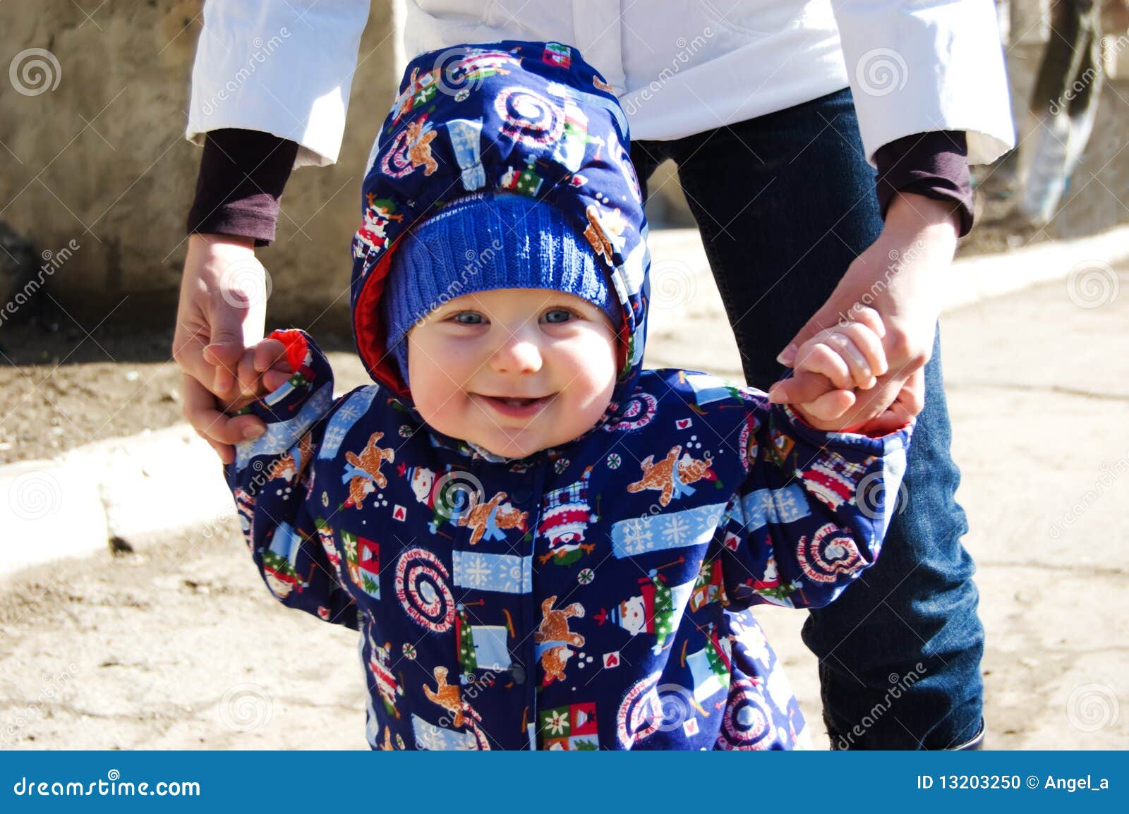 Baby Boy Making His First Steps Stock Photo - Image of enjoying, parent ...