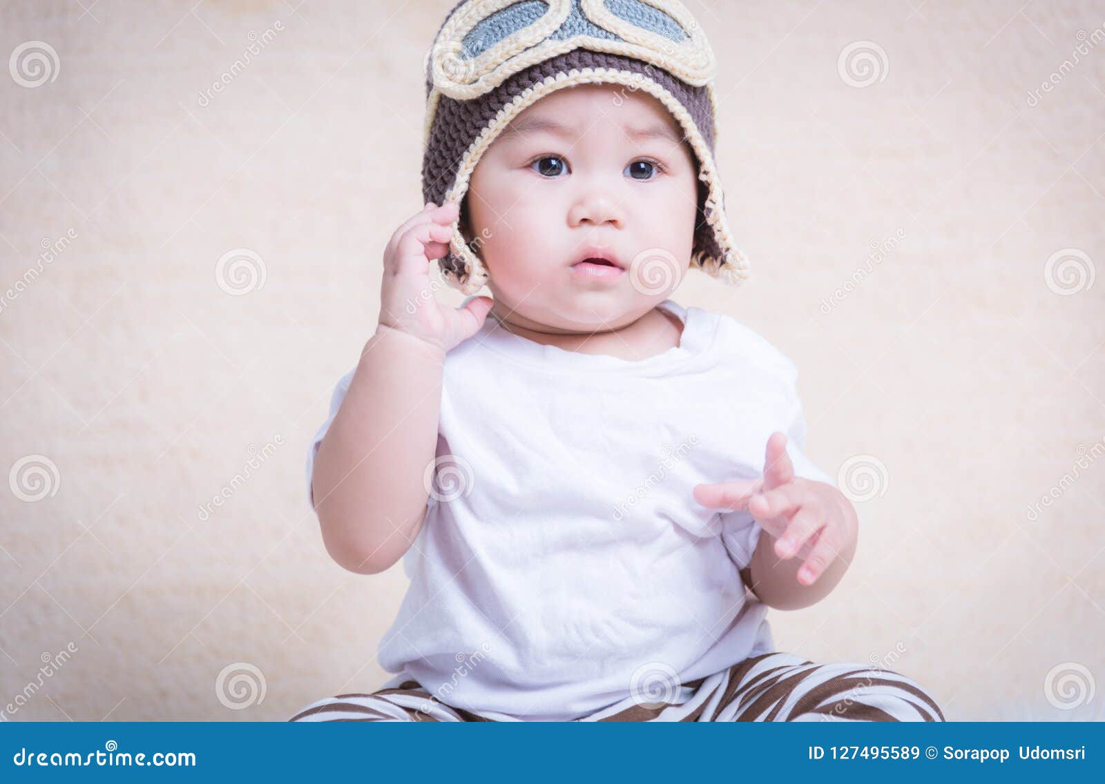 Baby Boy Newborn Pilot Aviator Stock Image - Image of innocent, flying ...
