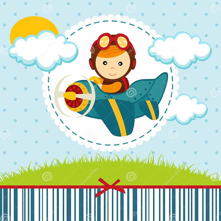 Baby boy pilot stock vector. Illustration of card, plane - 36732075