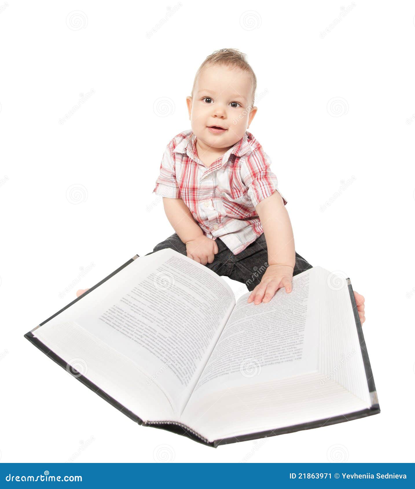 Baby Boy Play with Book on White Stock Image - Image of childhood ...