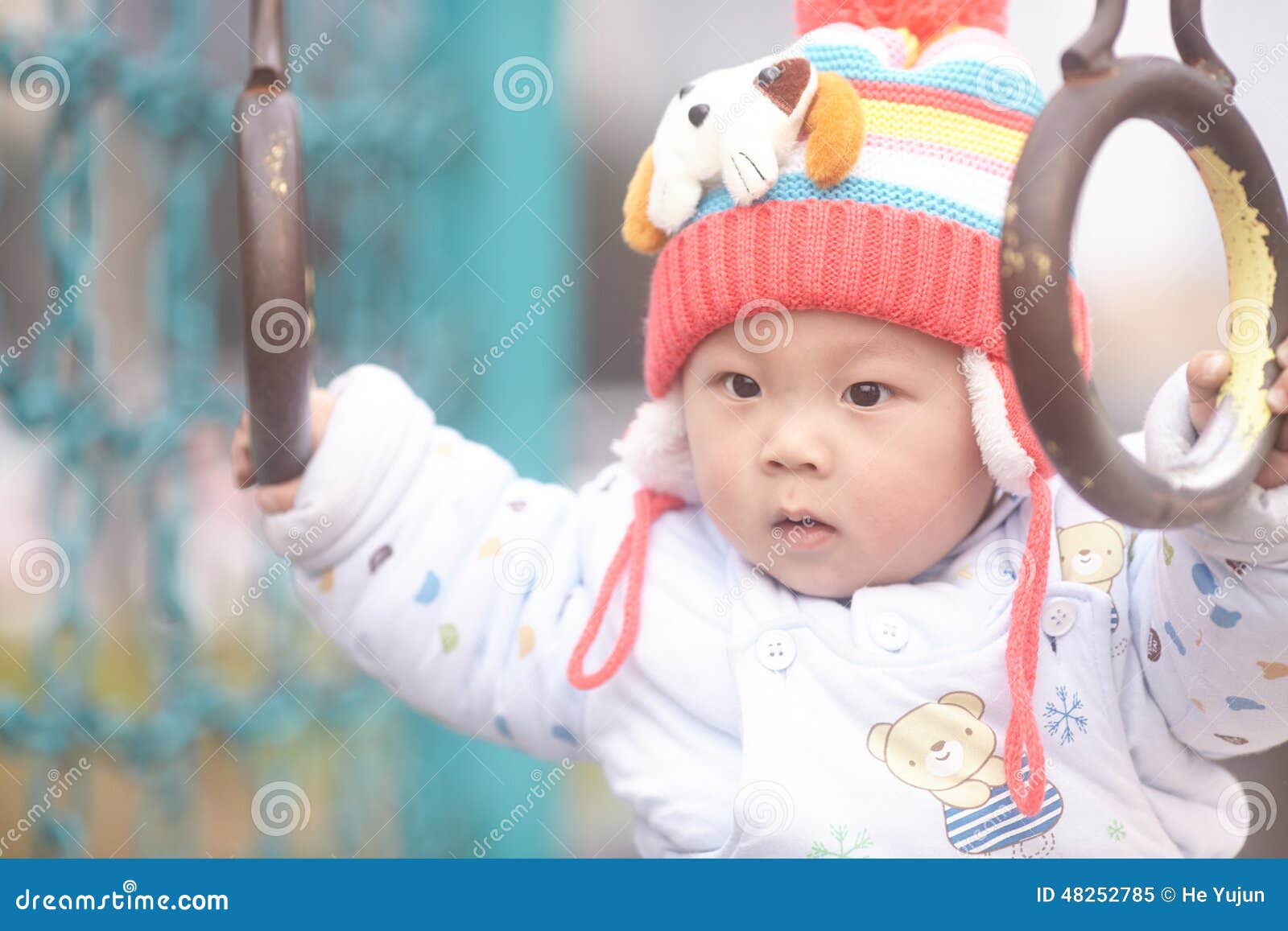 Baby Boy Play the Swinging Rings Stock Image - Image of nice, cute ...