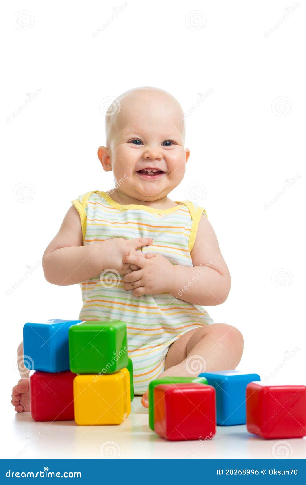 Baby Boy Playing with Building Blocks Stock Photo - Image of childhood ...