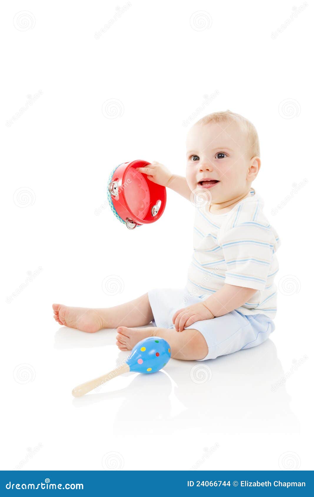 Baby Boy Playing with Musical Instruments Stock Photo - Image of ...