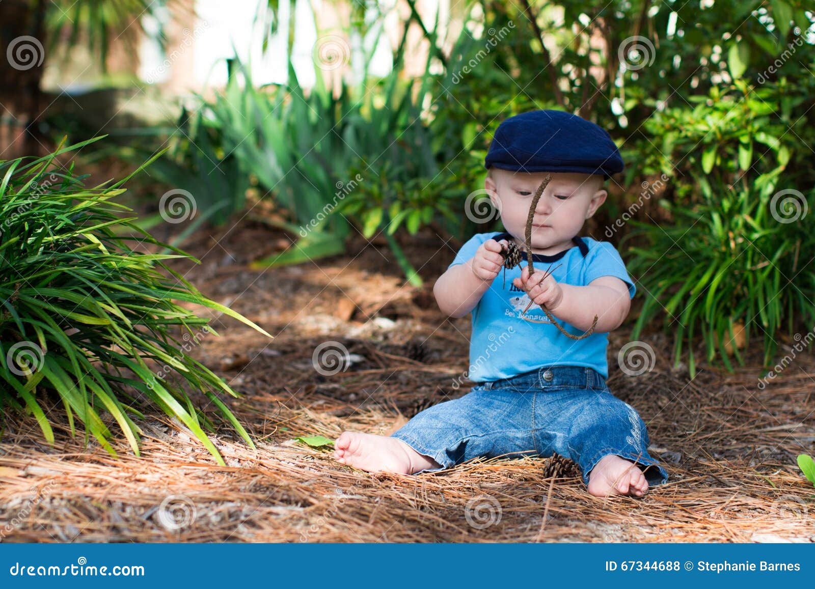 Baby Boy Playing with Sticks Stock Photo - Image of learning, child ...