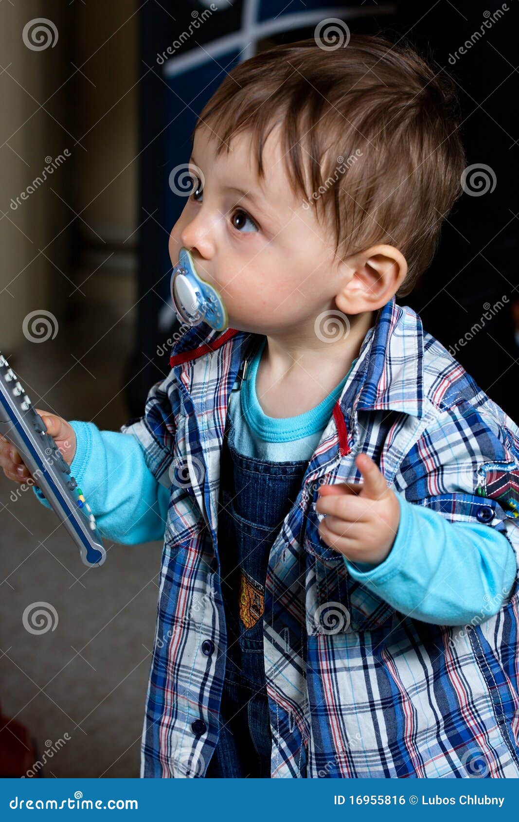Baby Boy Playing with Tv Controller Stock Photo - Image of cute ...