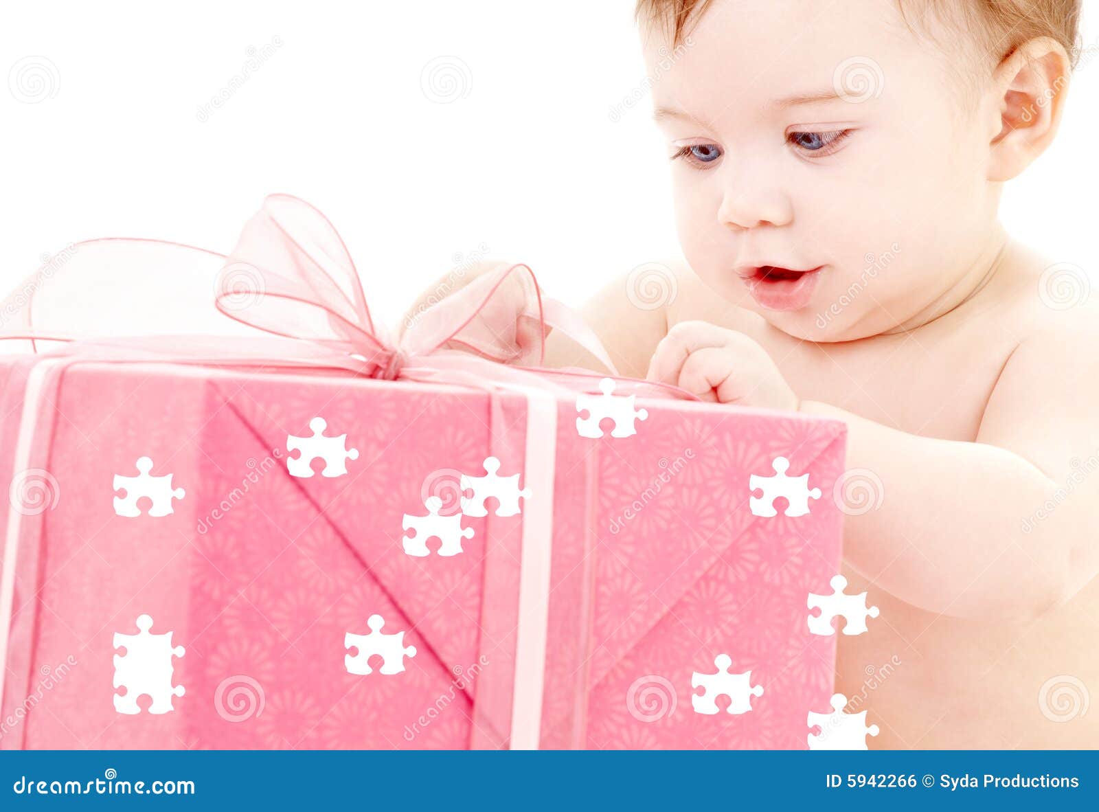 Baby Boy with Puzzle Gift Box Stock Photo - Image of happy, clean: 5942266