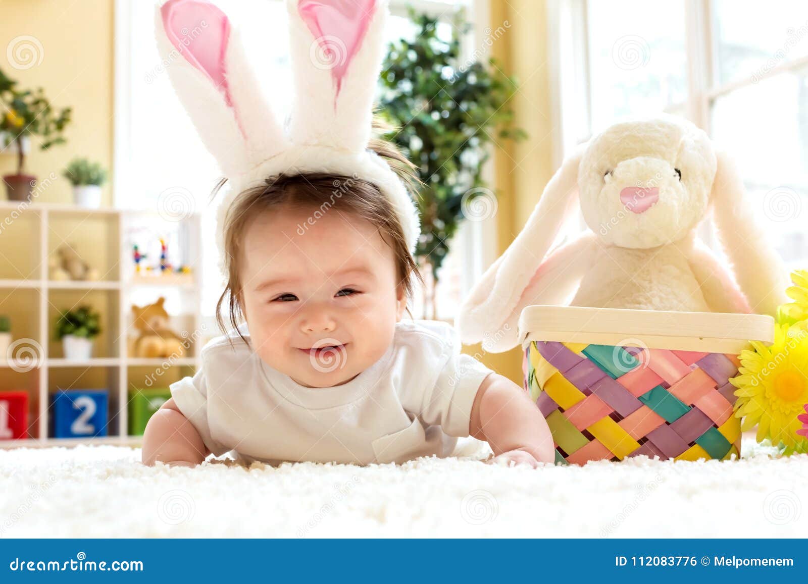 Baby Boy with a Rabbit Celebrating Easter Stock Photo - Image of indoor ...