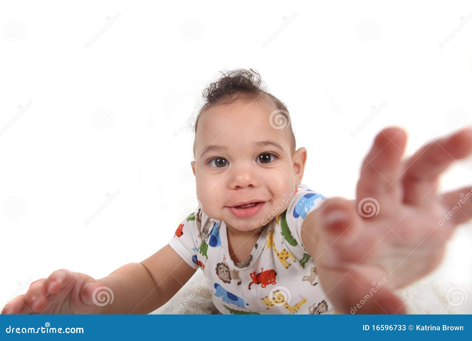 Baby Boy Reaching Towards the Viewer Stock Image - Image of portrait ...