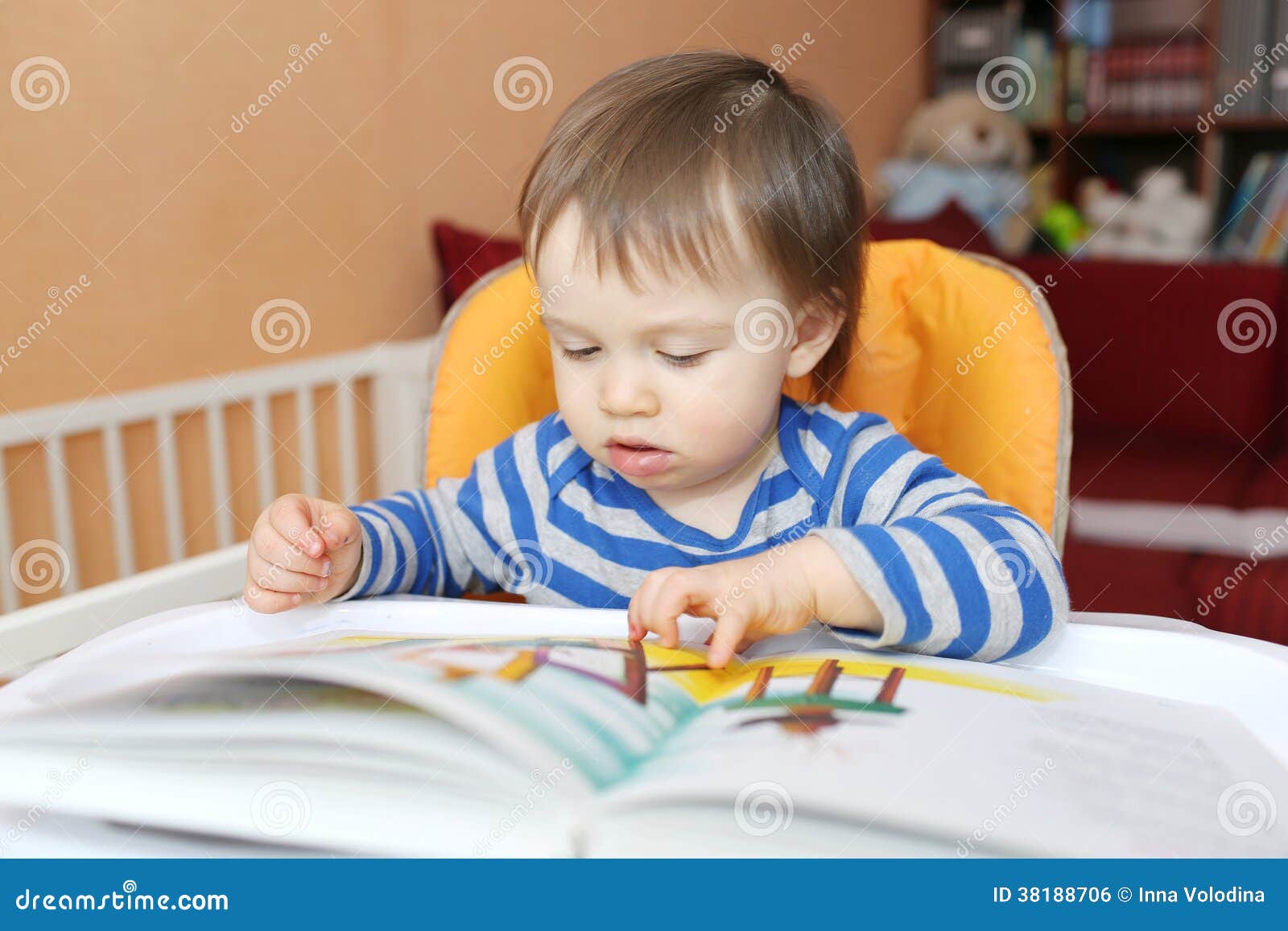 Baby boy reading book stock photo. Image of child, lovely - 38188706