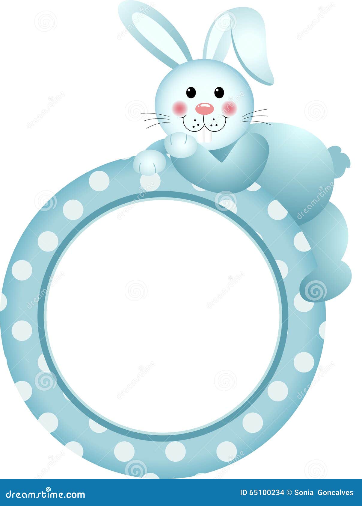 Baby boy round frame bunny stock vector. Illustration of happy - 65100234