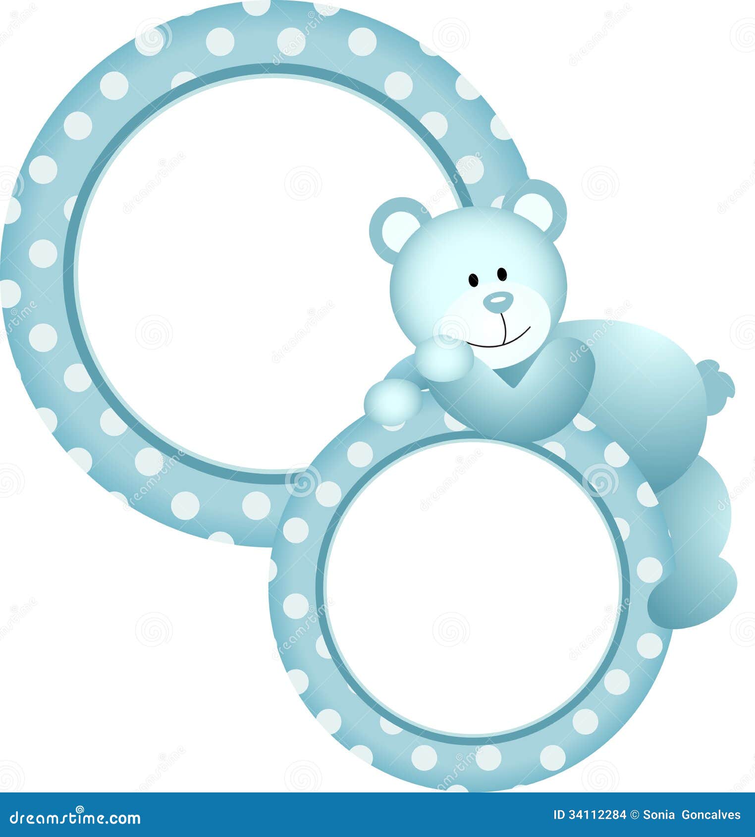 Baby Boy Round Frame Teddy Bear Stock Vector - Illustration of child ...