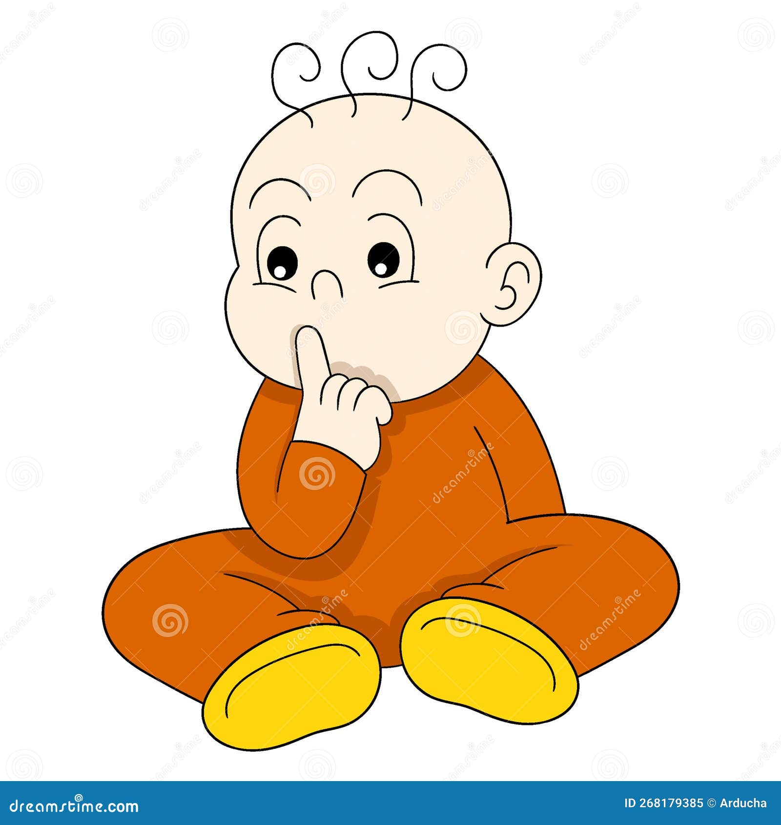 Baby Boy is Sitting Looking Curious Thinking Stock Vector ...