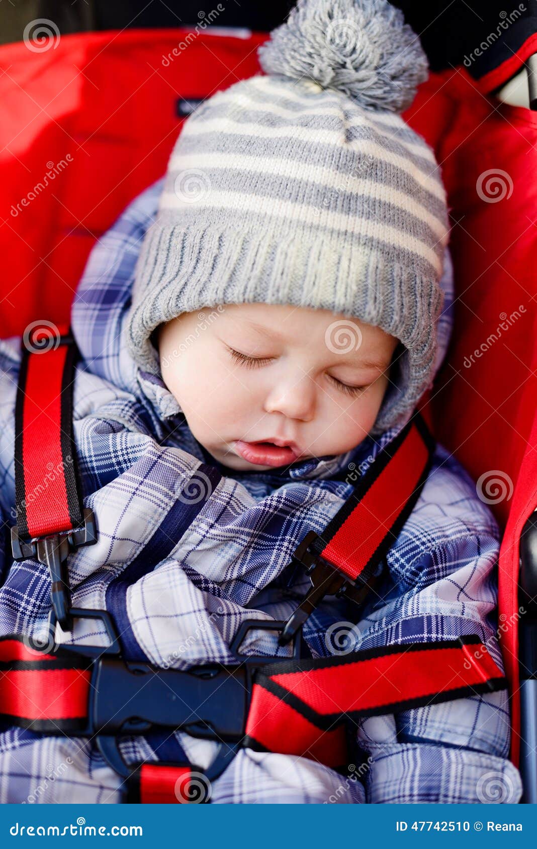 Baby Boy Sleeping in the Stroller Stock Photo - Image of daughter ...