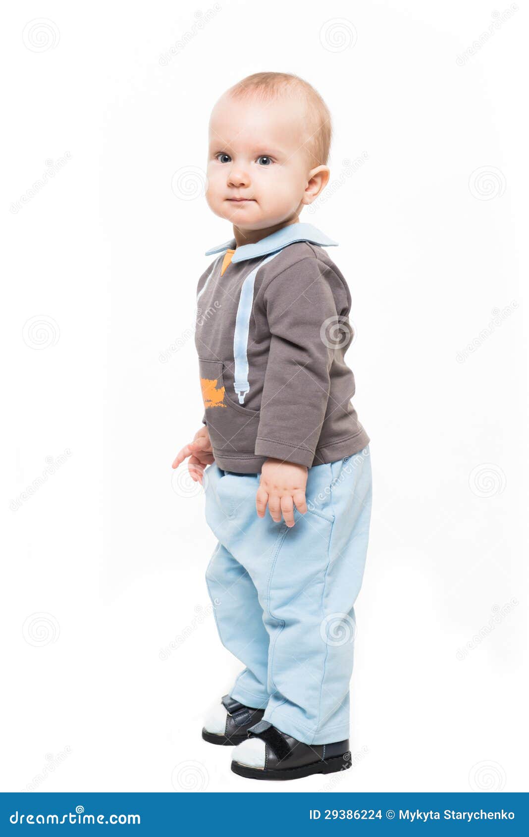 Baby Boy Standing Isolated on White Backgroung Stock Photo - Image of ...