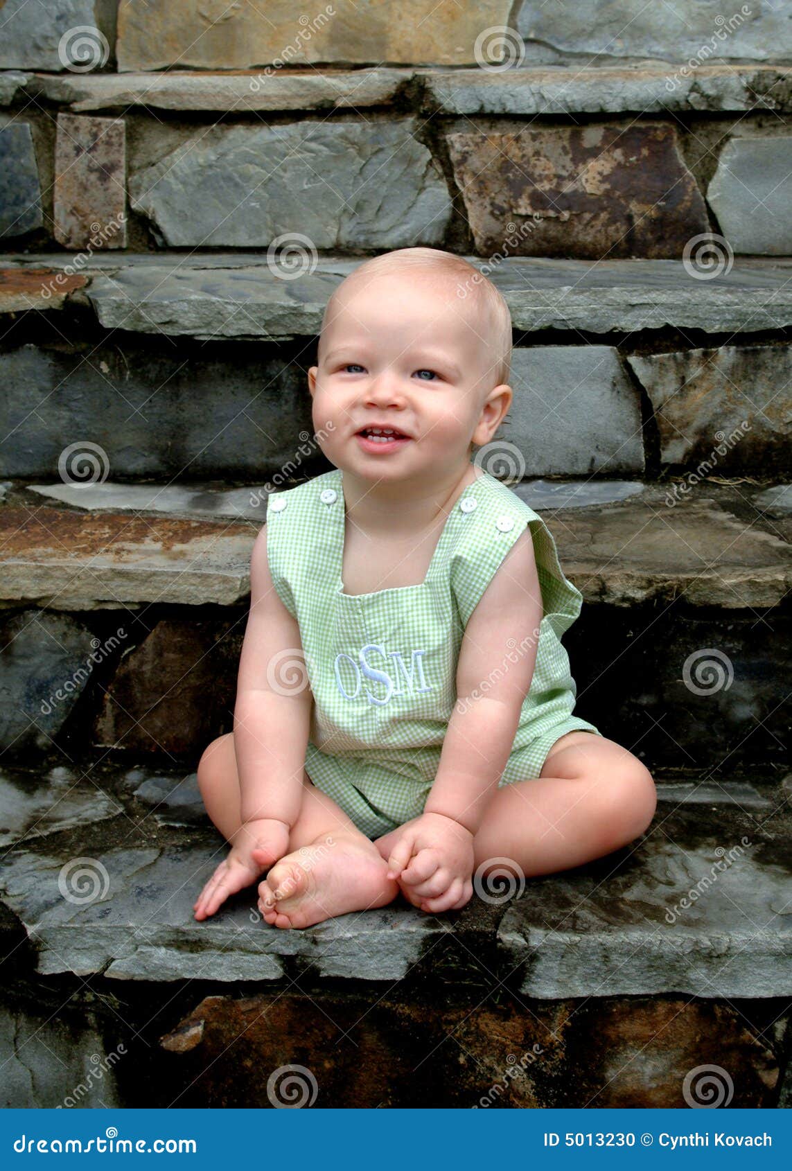 Baby Boy on Steps stock photo. Image of smiles, rock, baby - 5013230