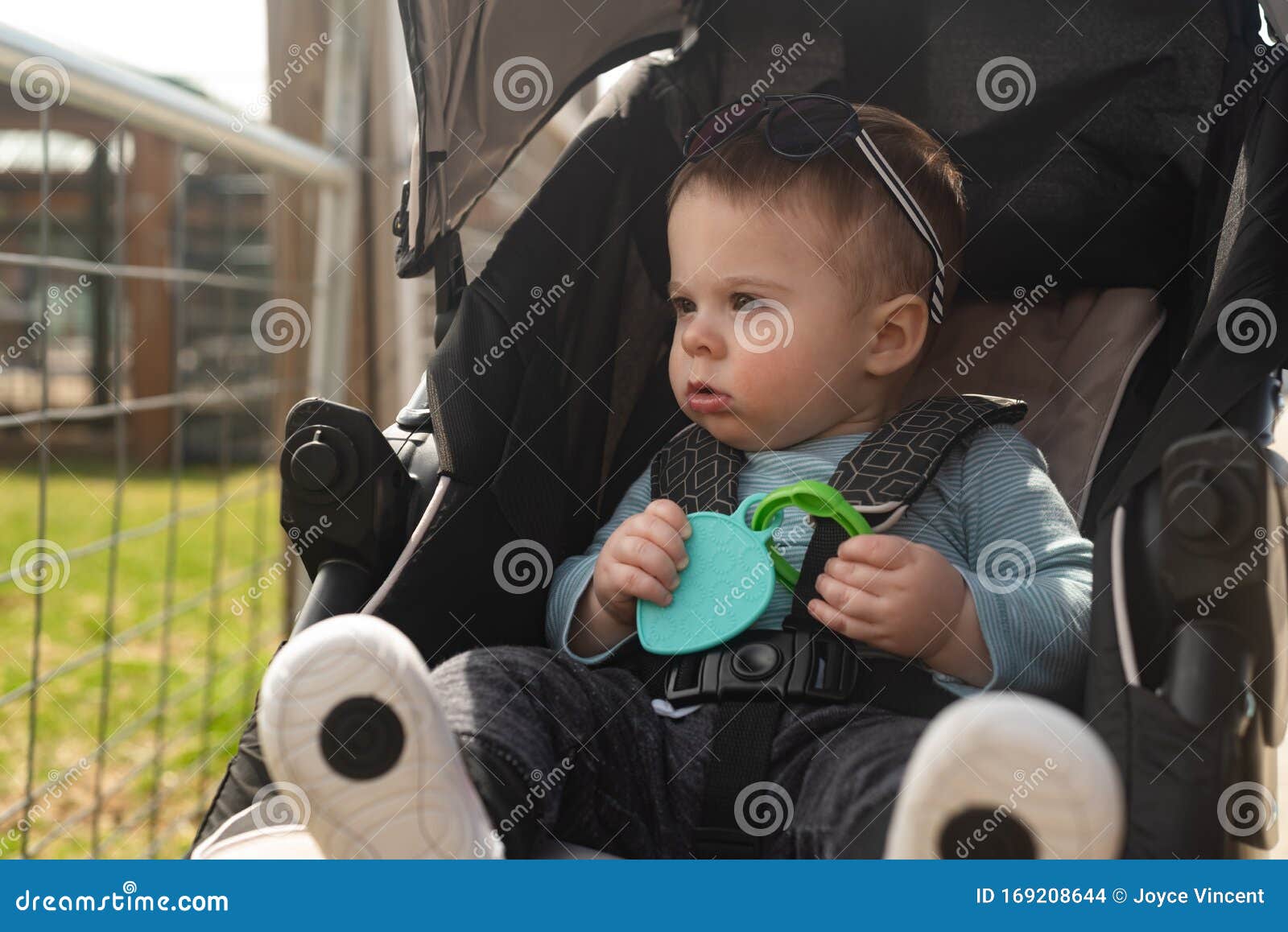 Baby Boy in Stroller in Summertime Stock Photo - Image of outdoors ...