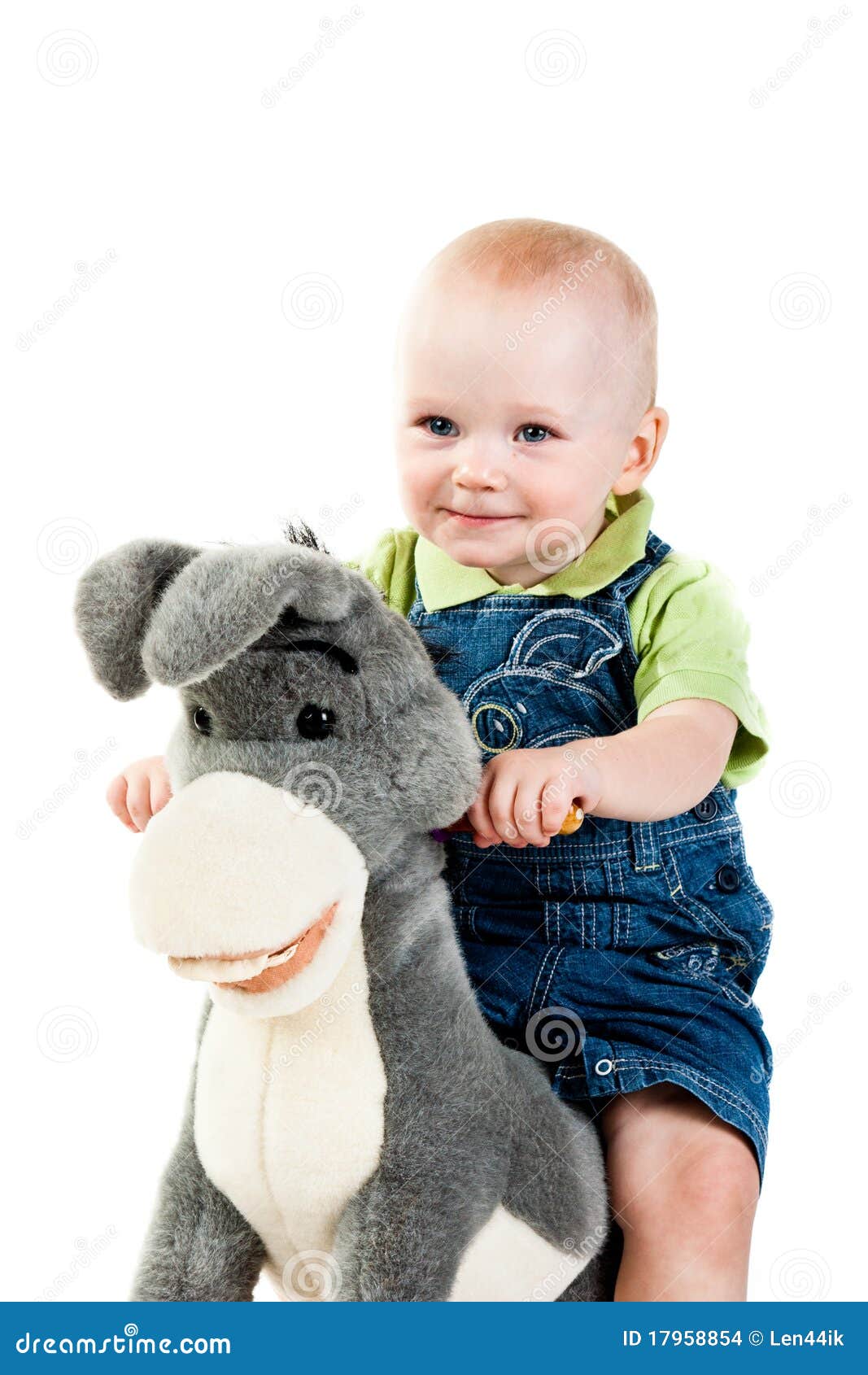 Baby Boy Swingning on a Donkey Stock Photo - Image of handsome ...