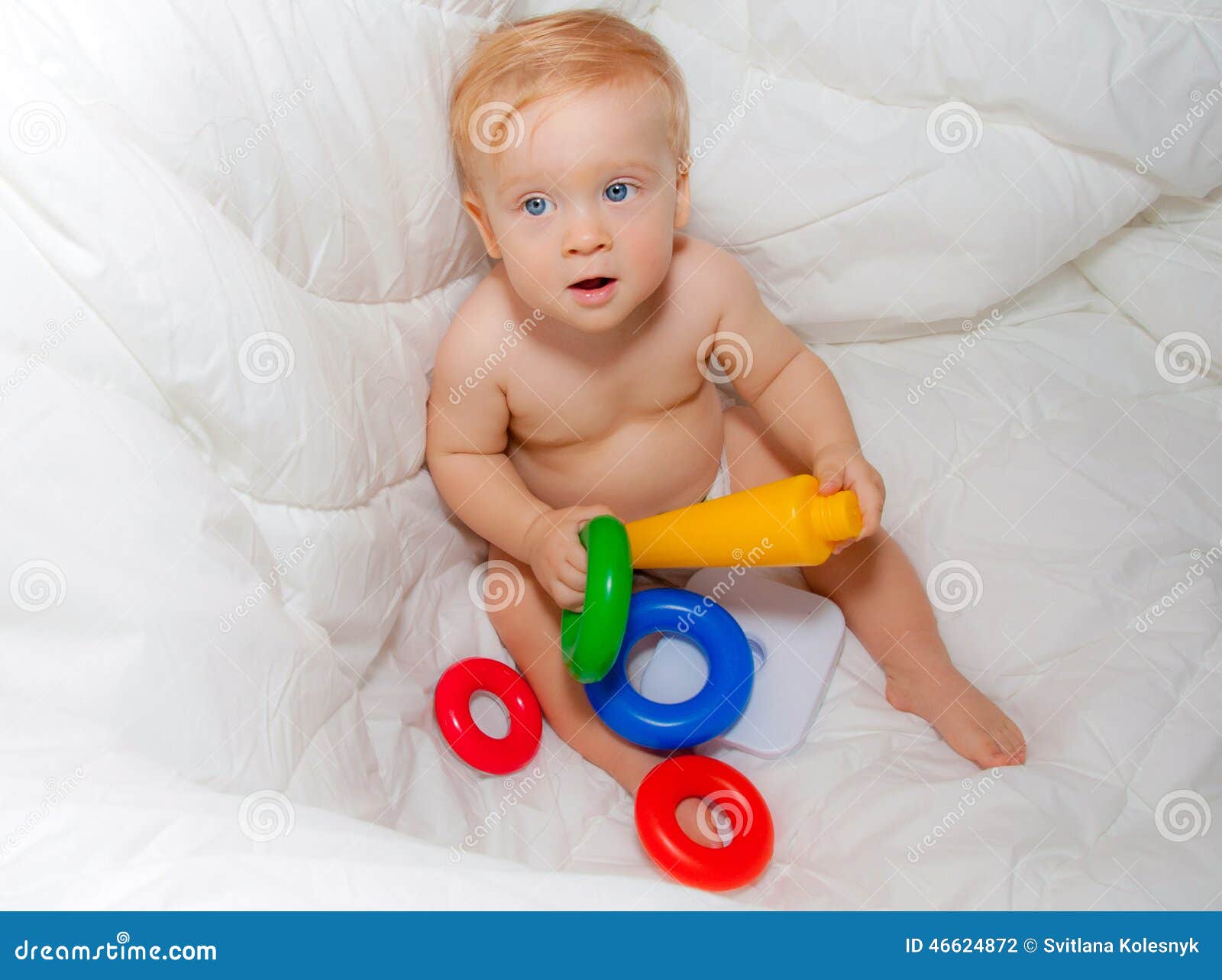 Baby boy and toy stock photo. Image of expression, care - 46624872