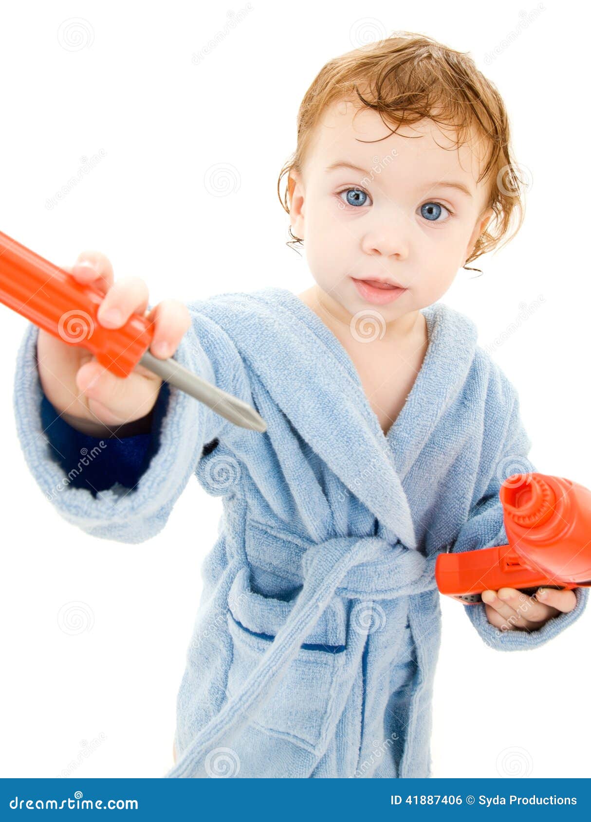 Baby boy with toy tools stock photo. Image of baby, isolated - 41887406