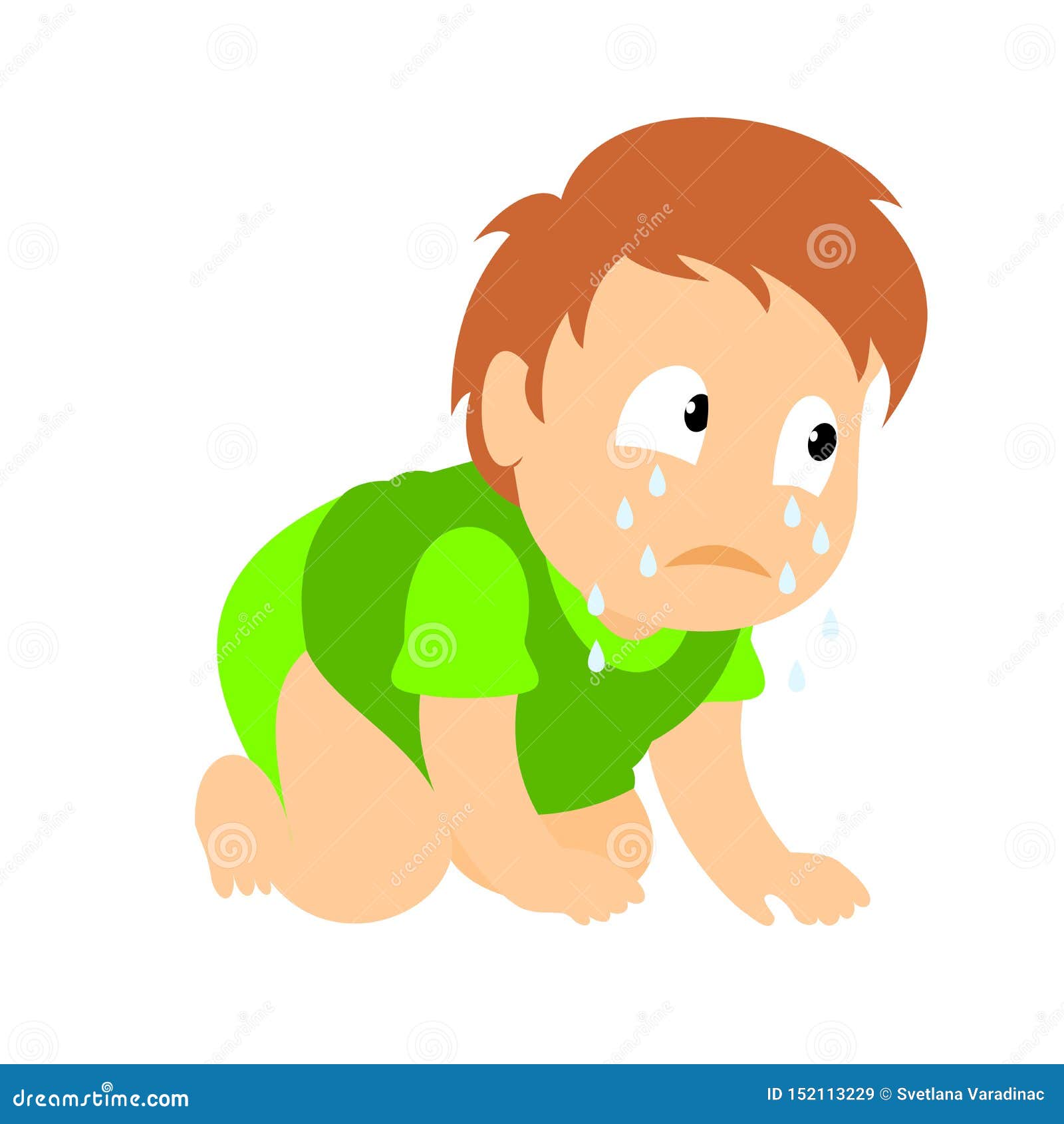 A Sad Boy Crawling and Crying. Stock Vector - Illustration of little ...